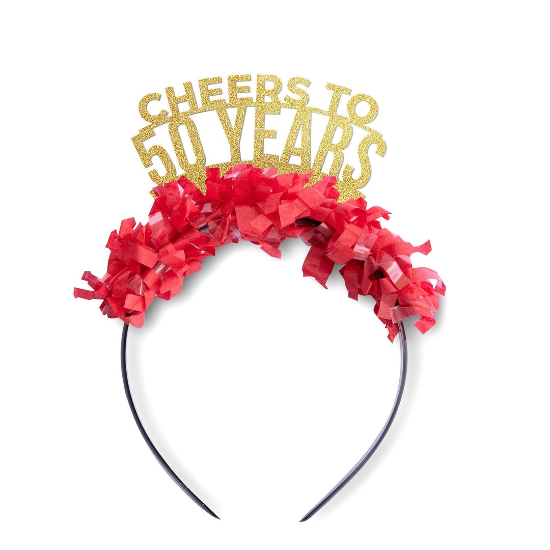 50th Birthday Party Headband, Cheers to 50 Years, Birthday Gift for Her ...