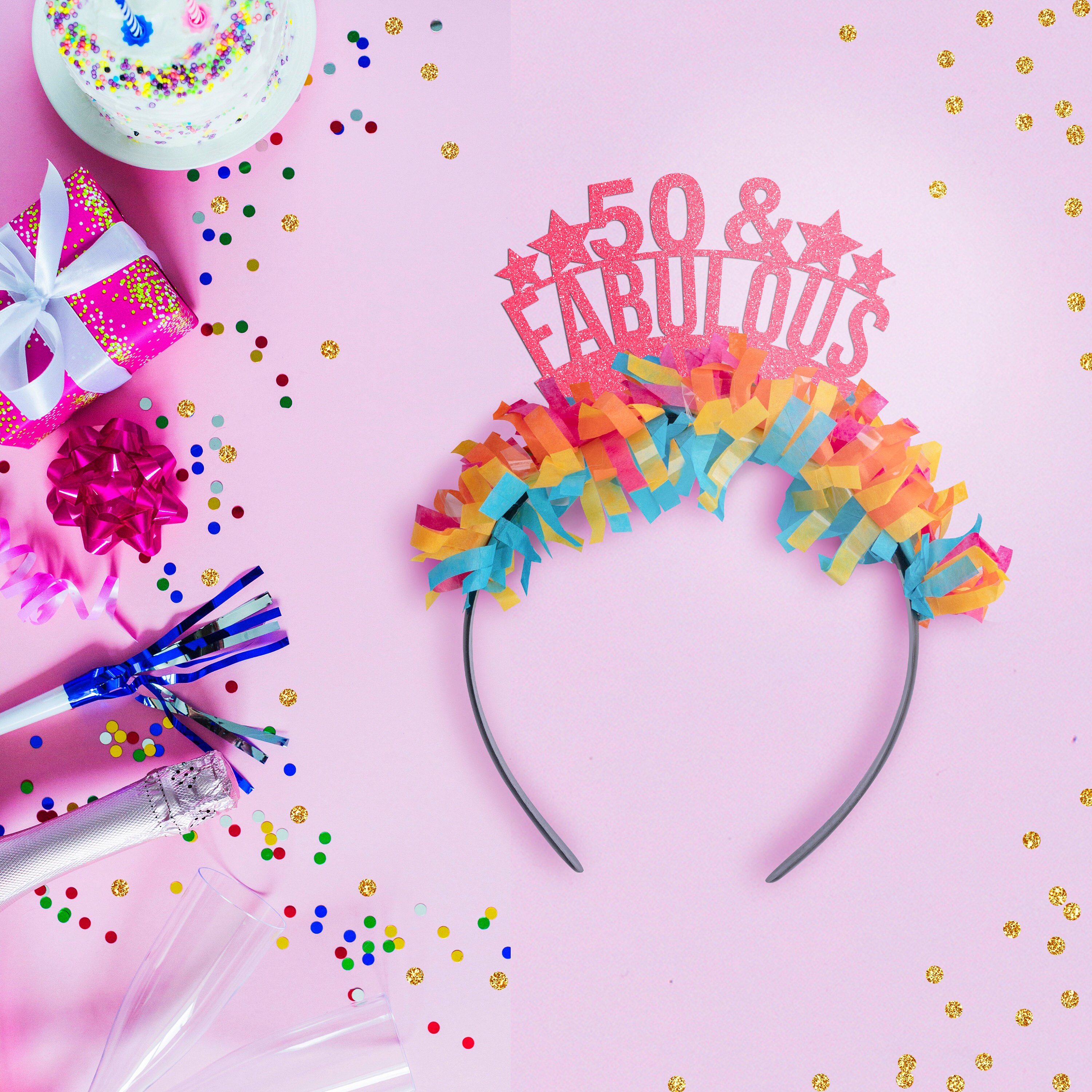 50th Birthday Tiara 50 and Fabulous Headband for Women - Etsy Singapore