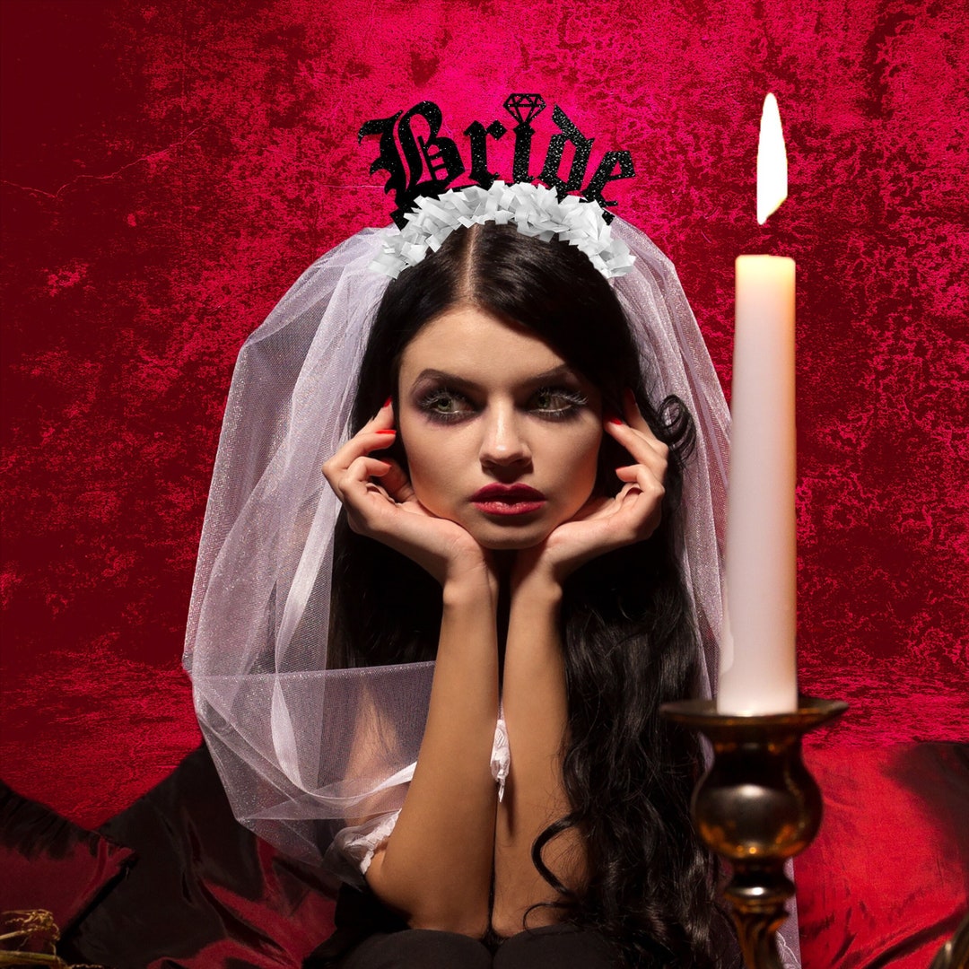 Halloween Gothic Bride Tiara - Zombie Corpse Bride - Miss to Mrs With ...