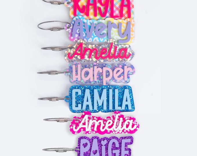 Backpack Tags, Kids Keychains, Acrylic Keychain, Name Tag, Kids Luggage ...