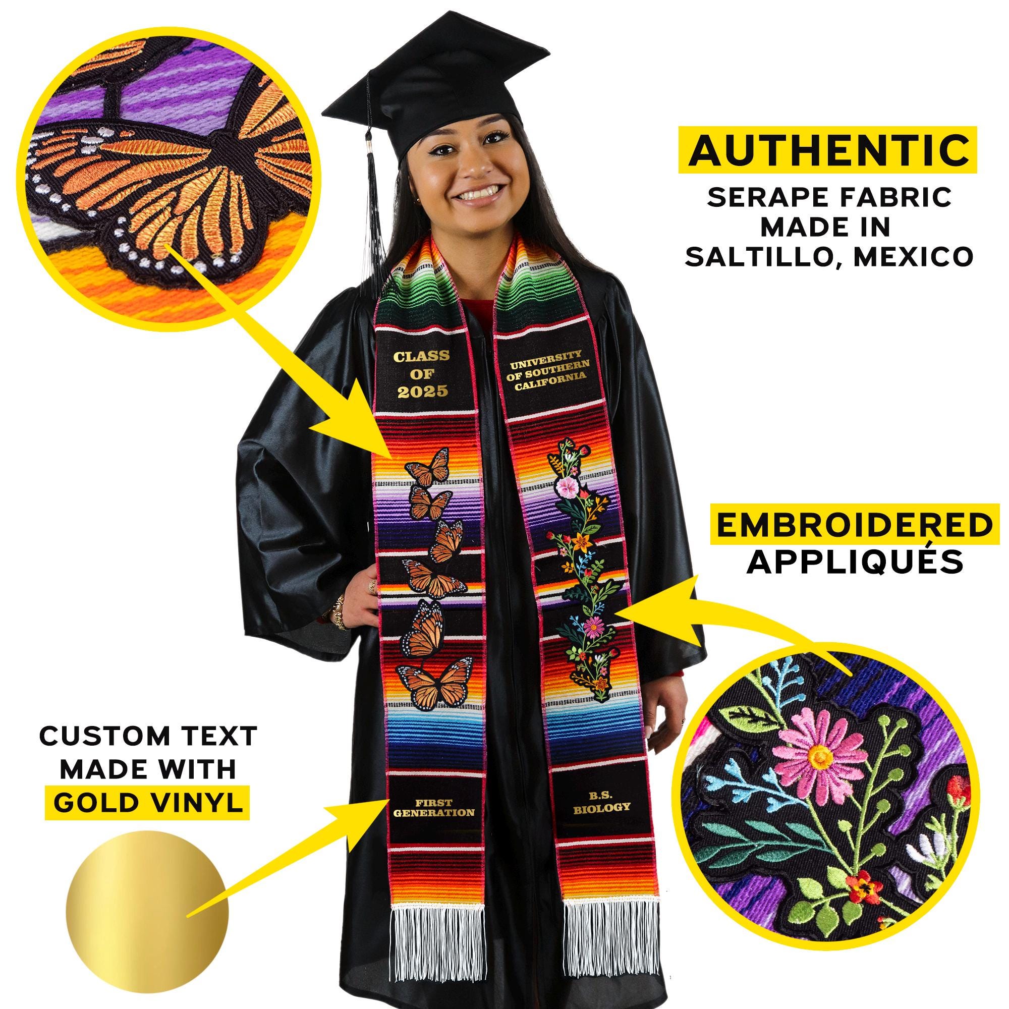 Mexican Graduation Stole, Custom Graduation Stole, Class of 2026 Gift ...