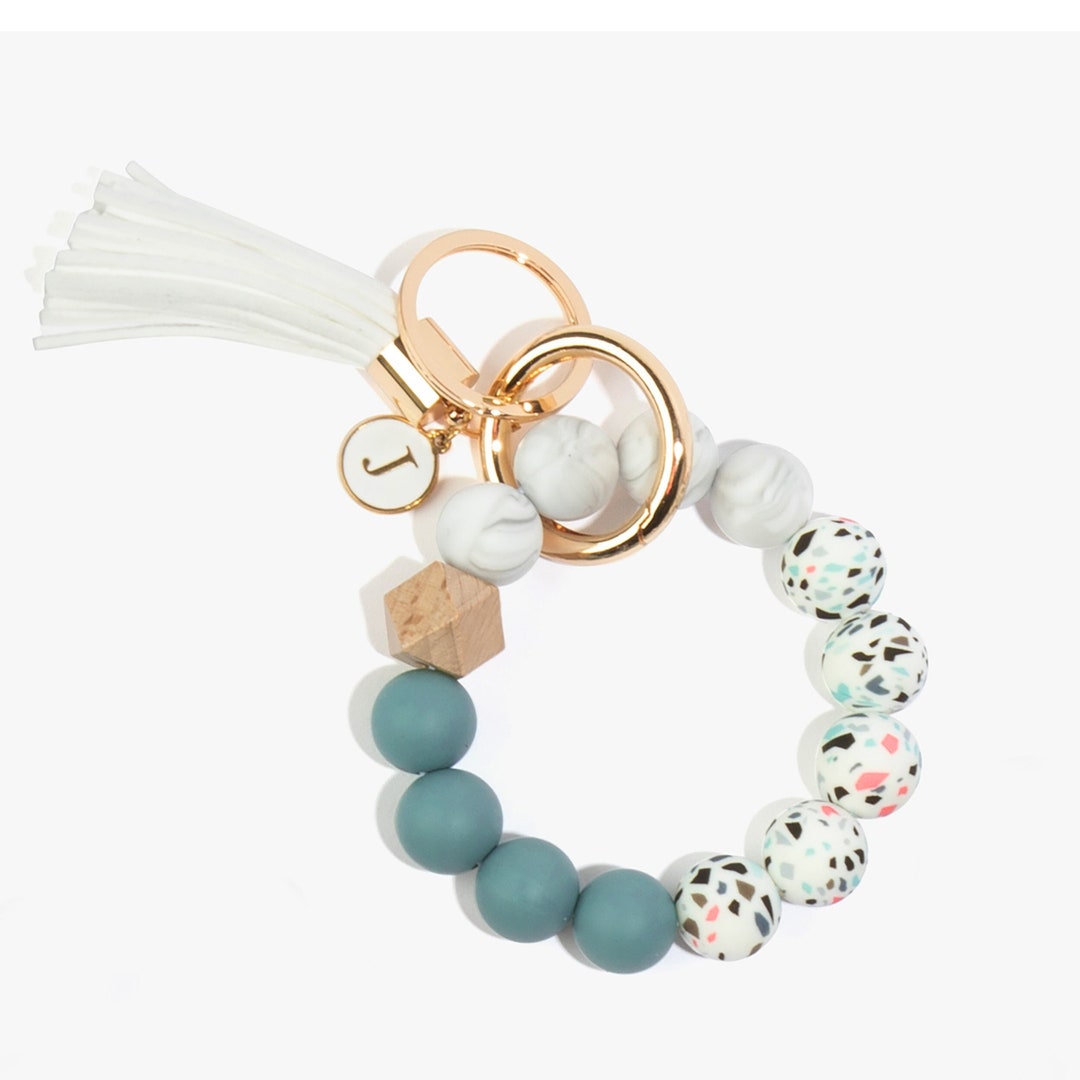 Wristlet Keychain, Personalized Silicone Beaded Keychain Wristlet ...