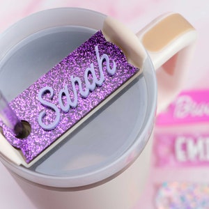 Custom Tumbler Name Tag 30 or 40 Oz Glitter Name Topper Personalized ...