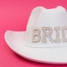 White Bride Cowgirl Hat, Nashville Bachelorette Cowboy Hat, Bride's ...