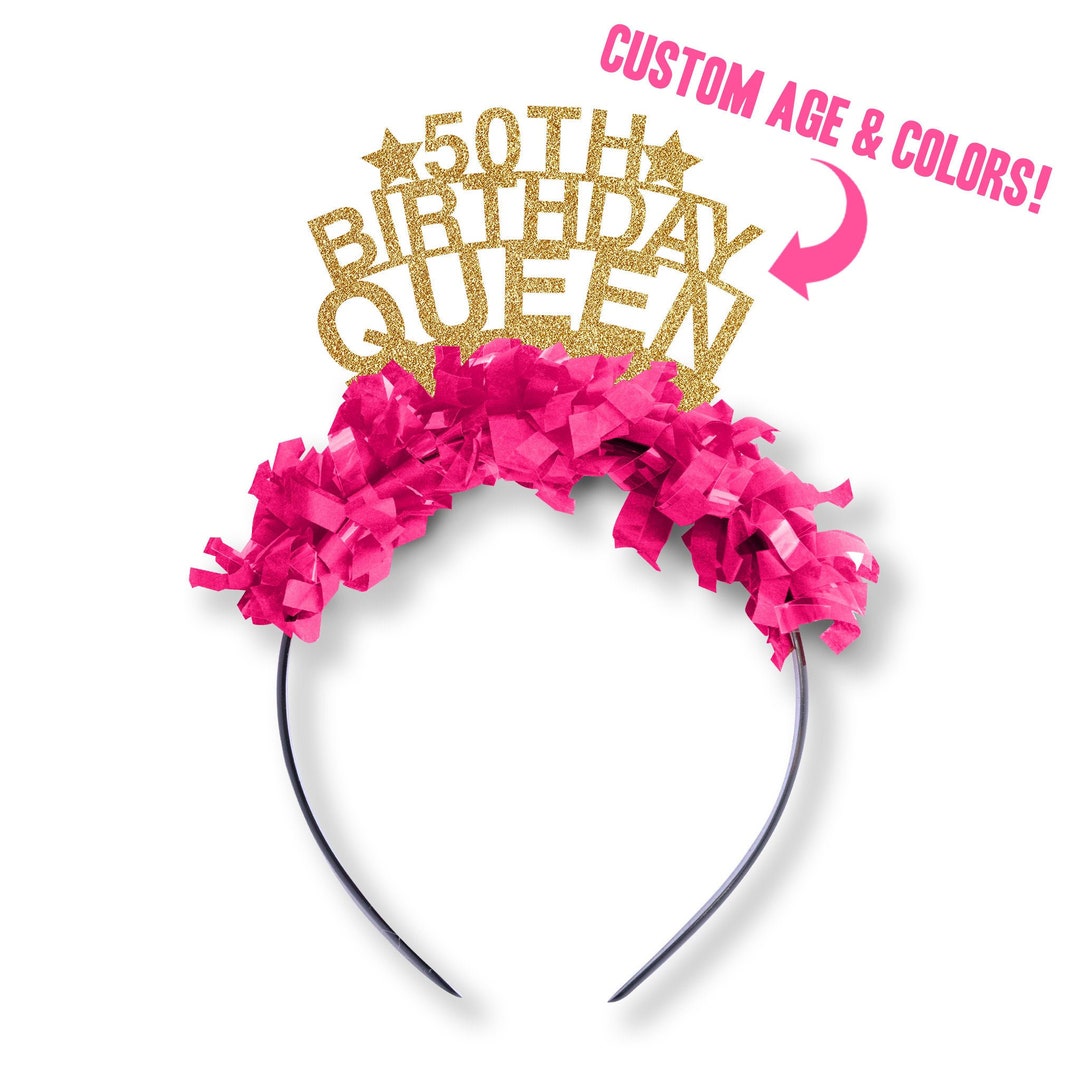 50th Birthday Queen Tiara, Glitter Tiara for Women, 50th Birthday ...