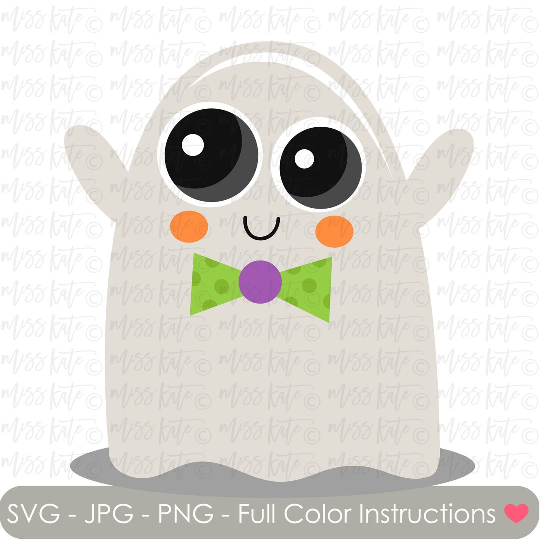 Ghost 3 - SVG PNG JPG Files for Spooky Scary Ghost Boy Bow Tie Candy ...