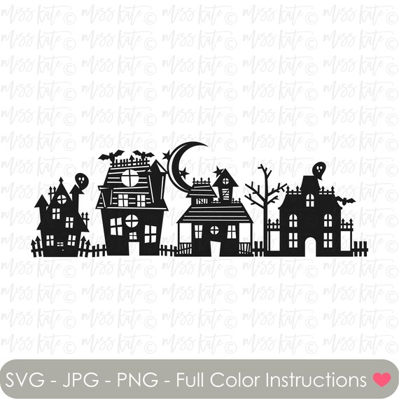 Haunted House Border SVG PNG JPG Files for Spooky Scary Boo - Etsy