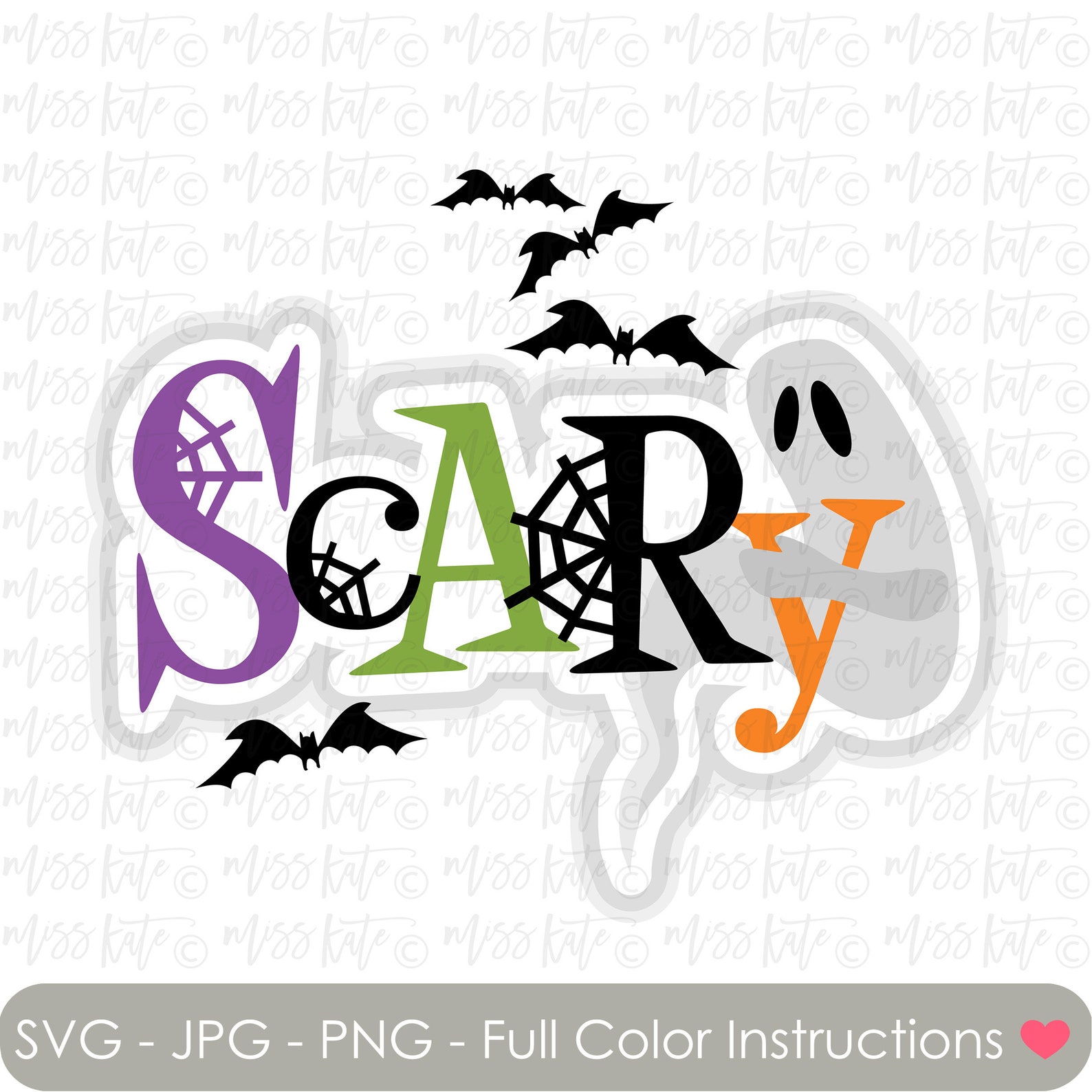 Scary Title 1 - SVG PNG JPG Files *for Very Spooky Scary Ghost Bat ...