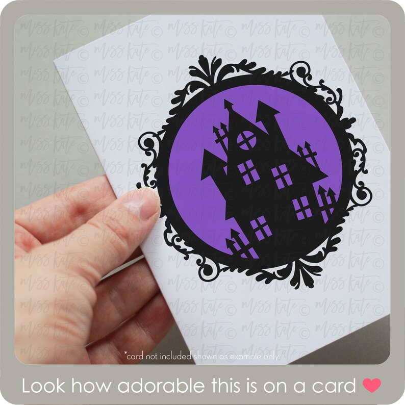 Haunted House Frame - SVG PNG JPG Files for Spooky Scary Boo Beware Bat ...