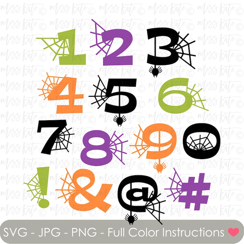 Halloween Numbers SVG PNG JPG Files for Spooky Scary Haunted House ...