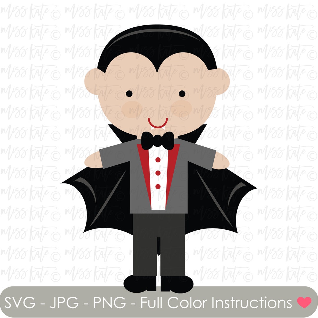Cute Vampire - SVG PNG JPG Files for Spooky Scary Vampire Bat Suit Baby ...