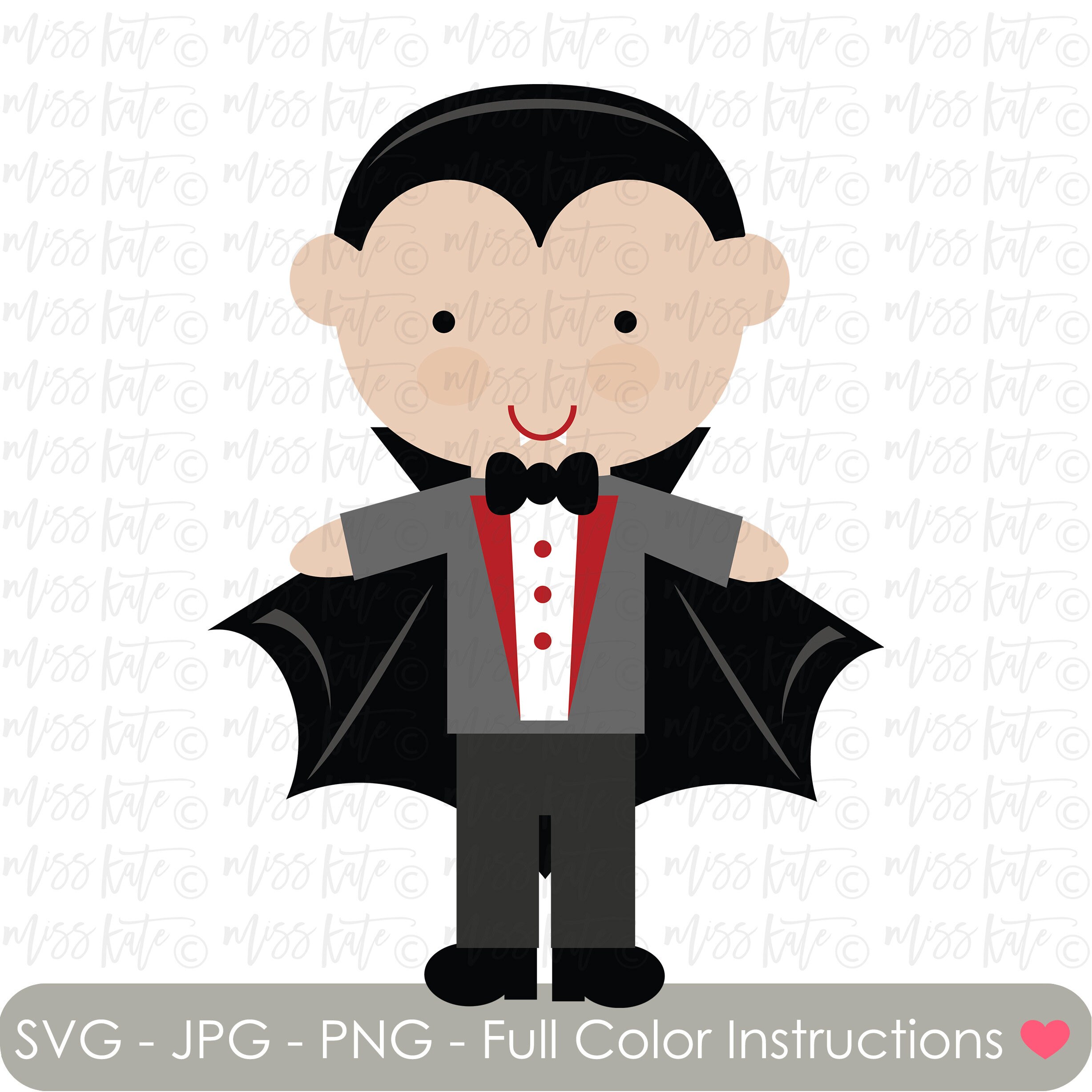 Cute Vampire - SVG PNG JPG Files for Spooky Scary Vampire Bat Suit Baby ...
