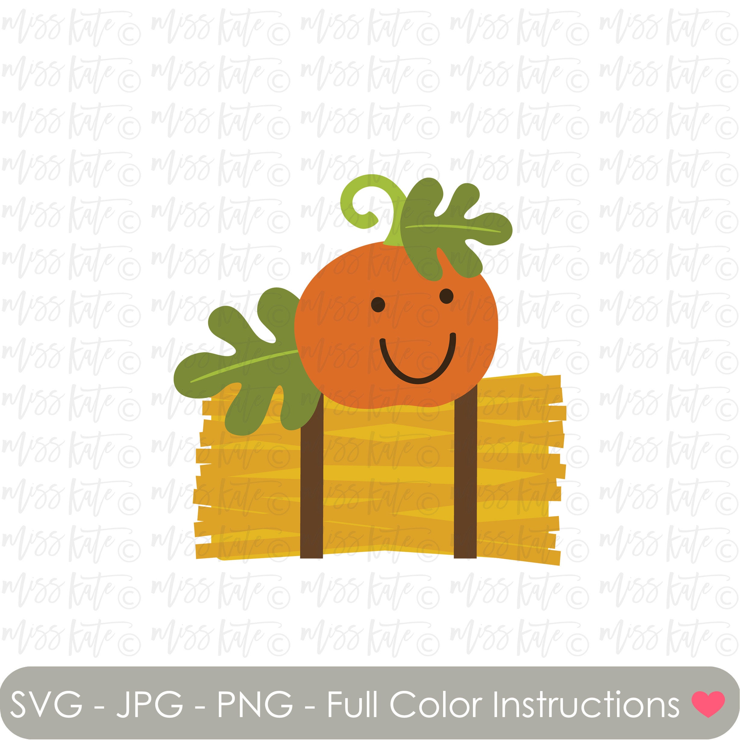 Pumpkin on Hay Bale SVG PNG JPG Files for Very Spooky Scary Jack O ...