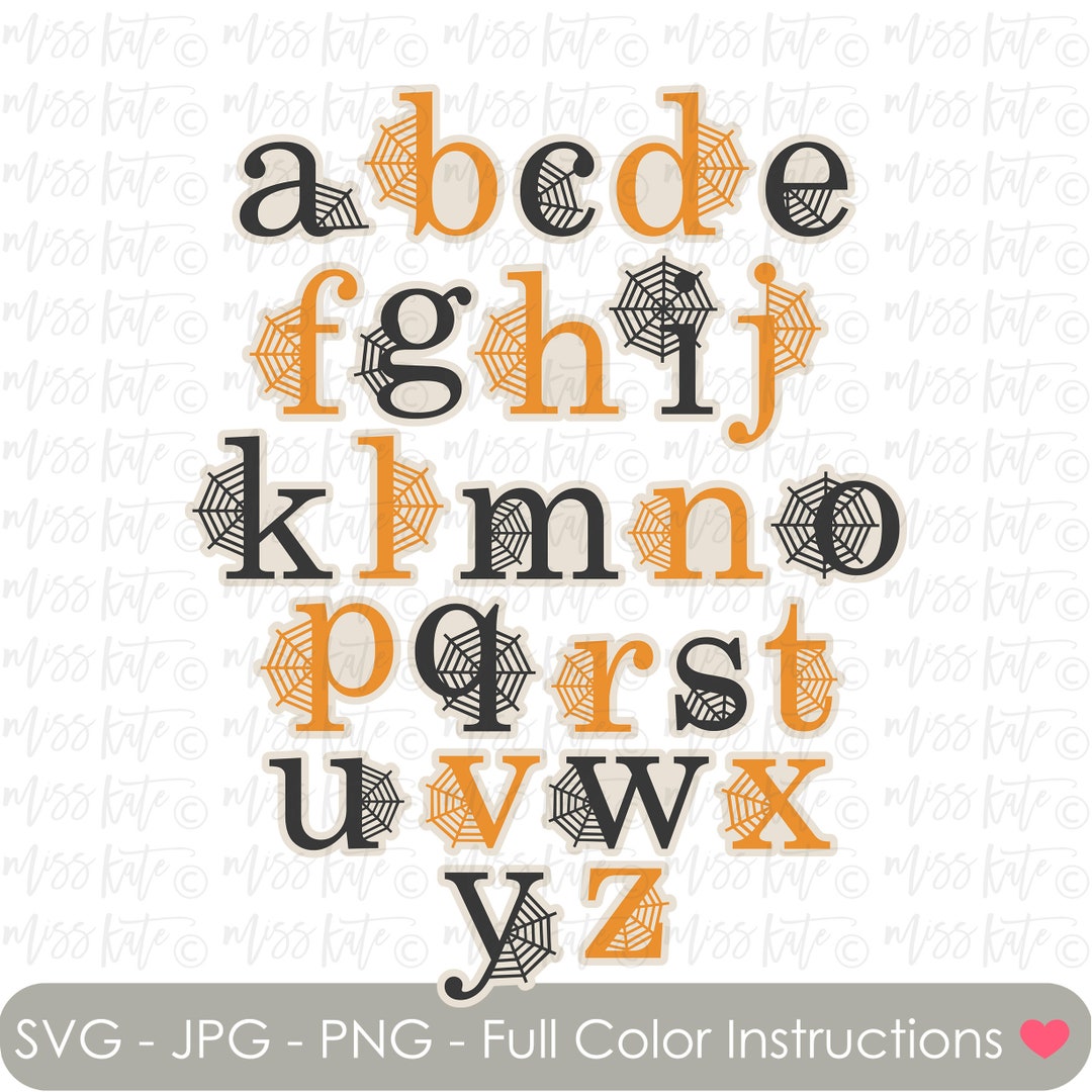 Spiderweb Lowercase Alphabet - SVG PNG JPG Files *for Very Spooky Scary ...