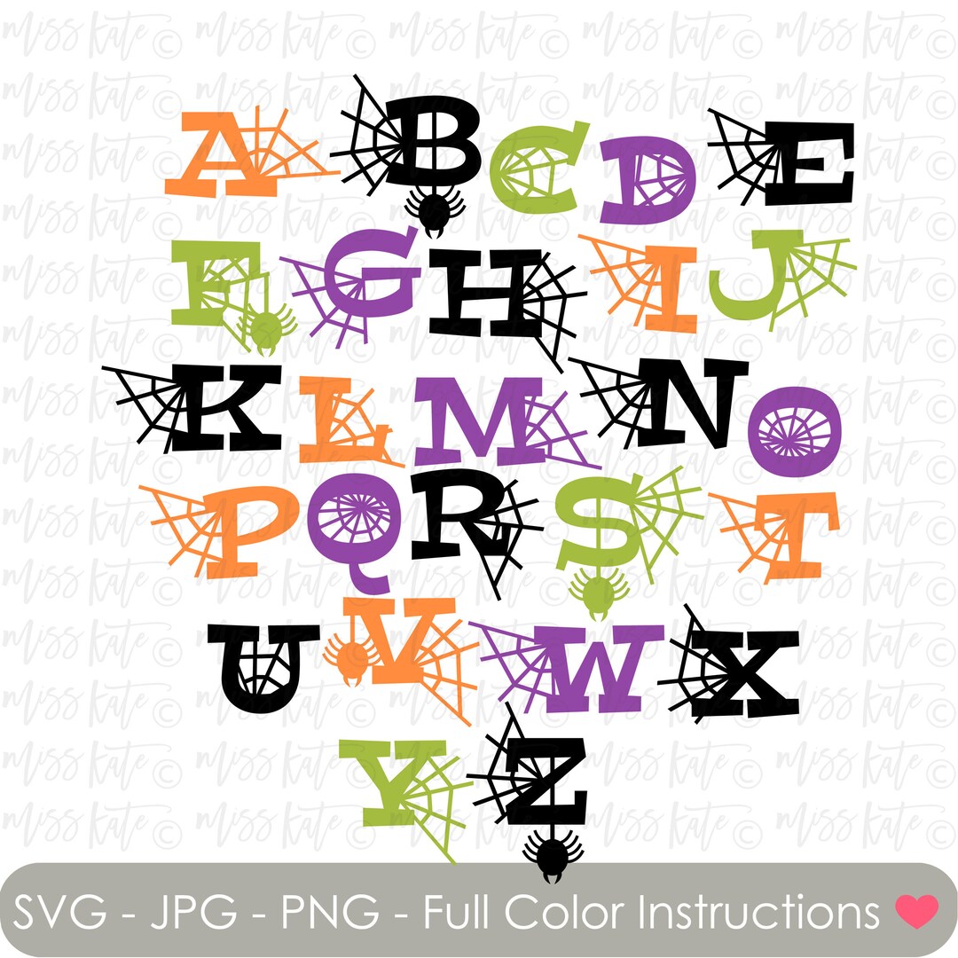 Halloween Letters Uppercase - SVG PNG JPG Files for Spooky Scary ...