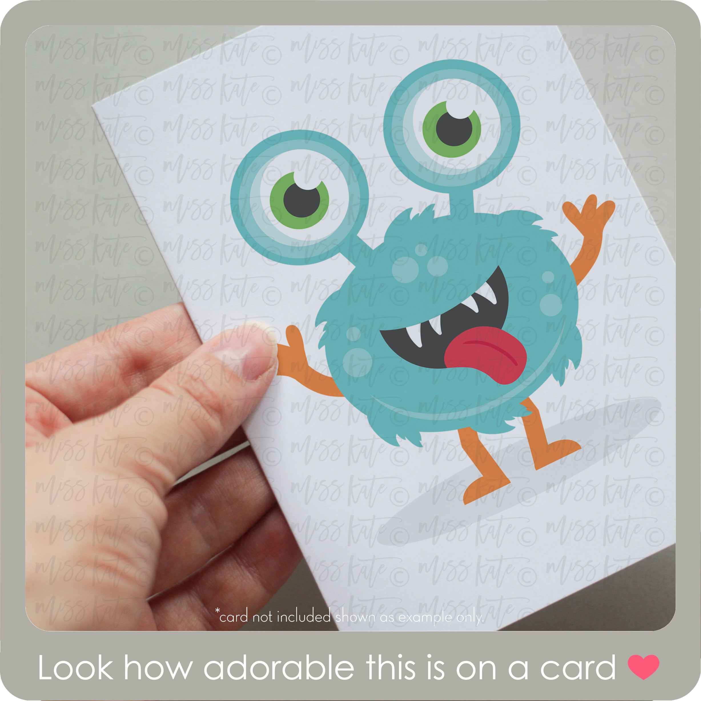 Big Eyed Monster - SVG PNG JPG Files *for Spooky Scary Eyes Fuzzy Teeth ...