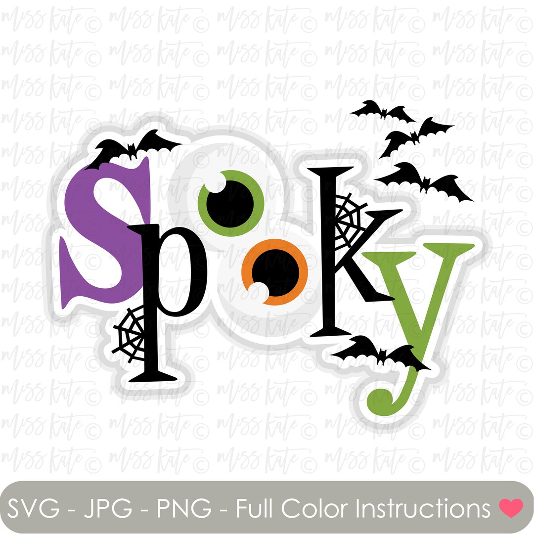Spooky Title 5 - SVG PNG JPG Files *for Very Spooky Scary Bat Bats Eyes ...