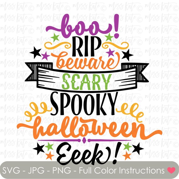 Halloween Word Art SVG PNG JPG Files for Spooky Scary - Etsy
