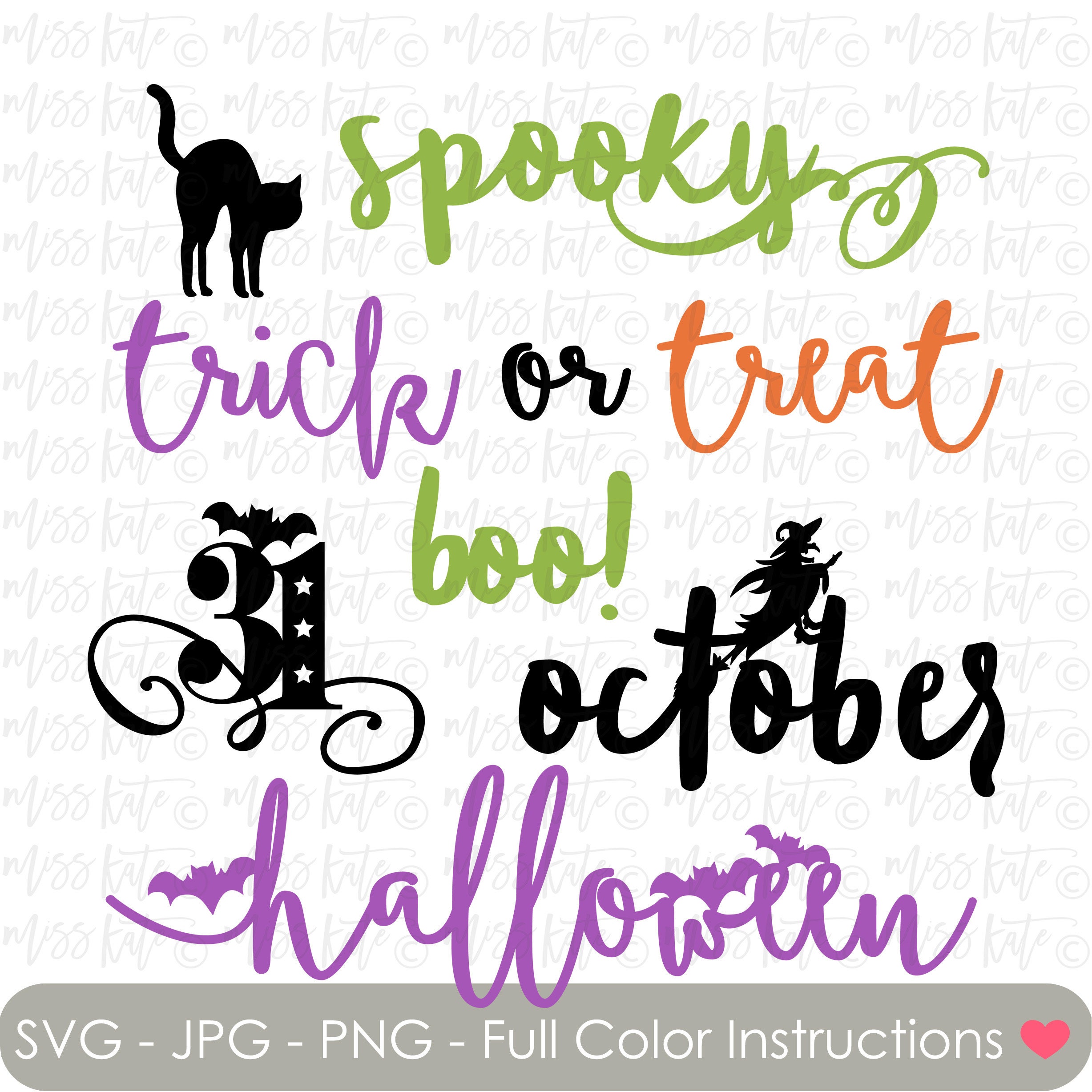 Halloween Word Set 1 - SVG PNG JPG Files for Spooky Scary Haunted House ...