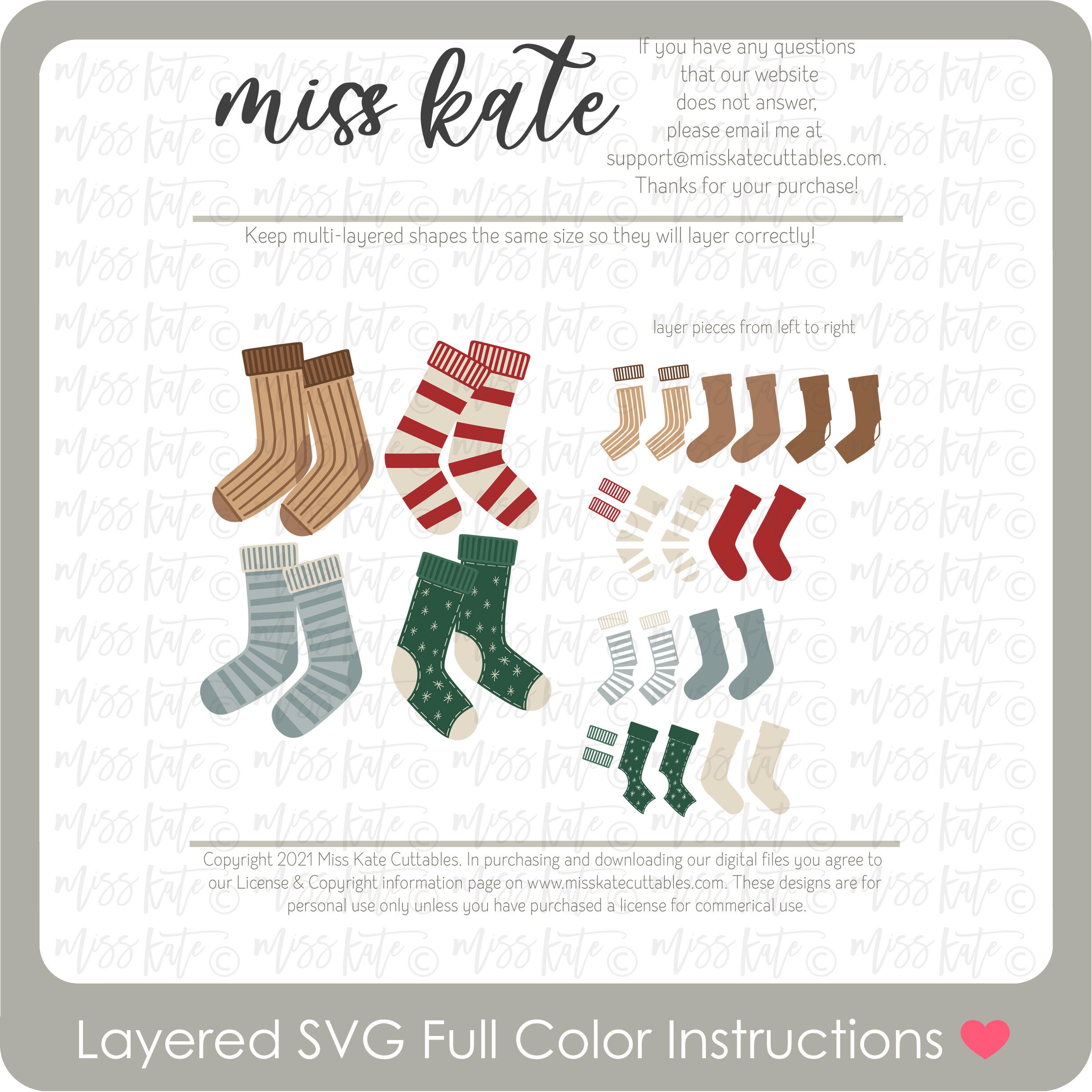 Christmas Socks - SVG PNG JPG Files for Eve Happy Holidays Santa Snow ...
