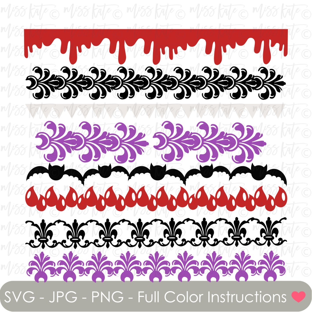 Vampire Borders - SVG PNG JPG Files *for Very Spooky Scary Vampire Bat Red Black Purple Blood ...