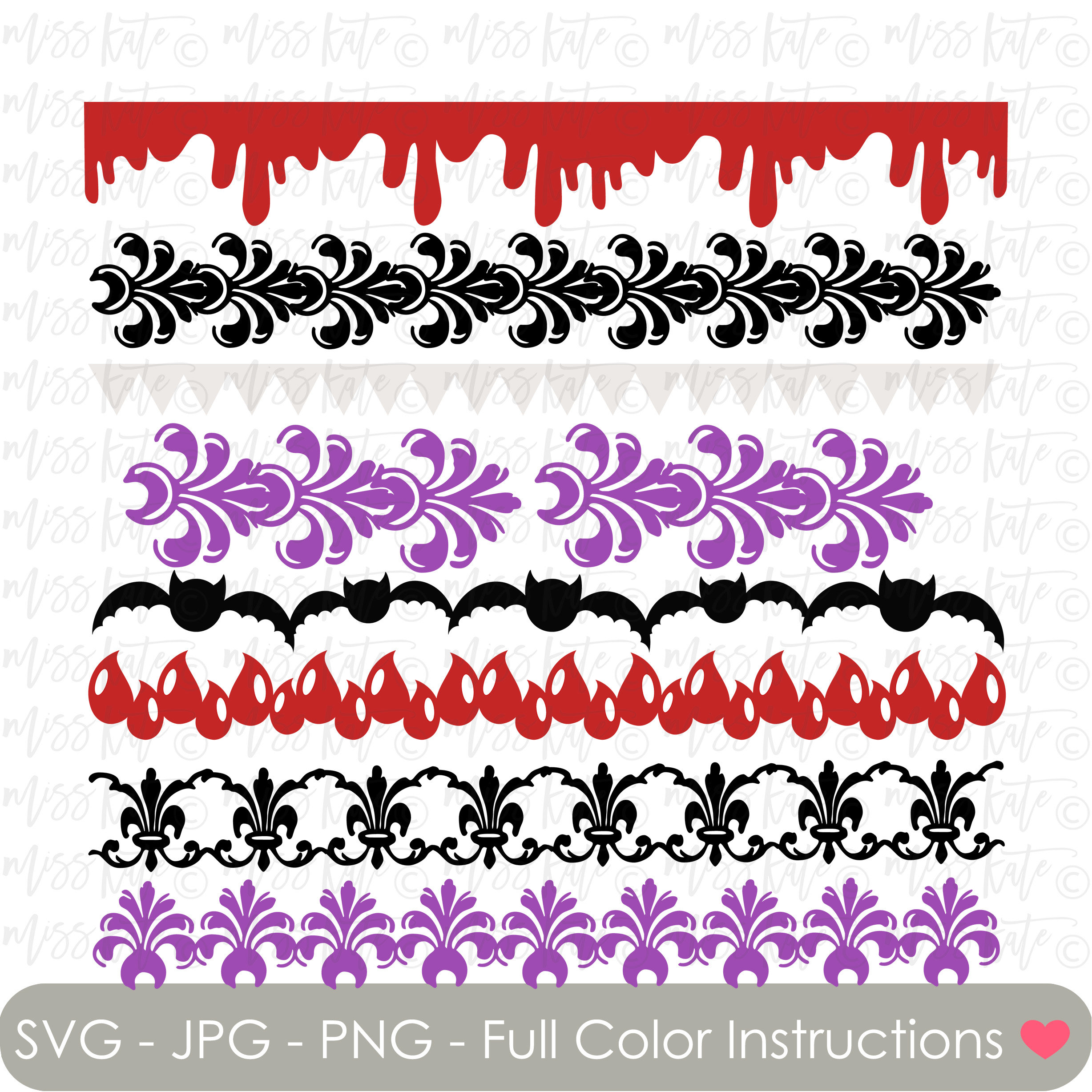 Vampire Borders - SVG PNG JPG Files *for Very Spooky Scary Vampire Bat ...