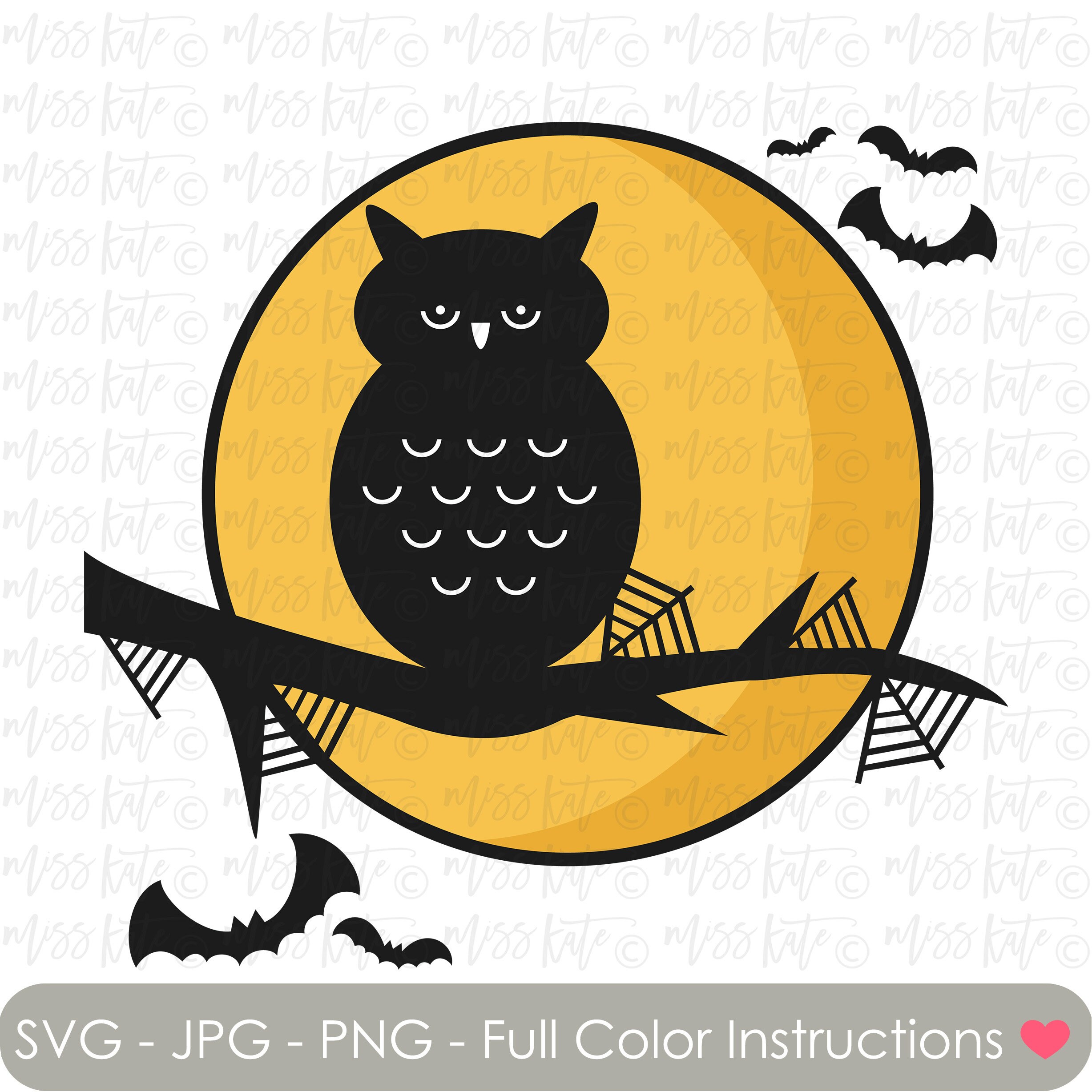 Halloween Owl Scene - SVG PNG JPG Files *for Spooky Scary Haunted House ...