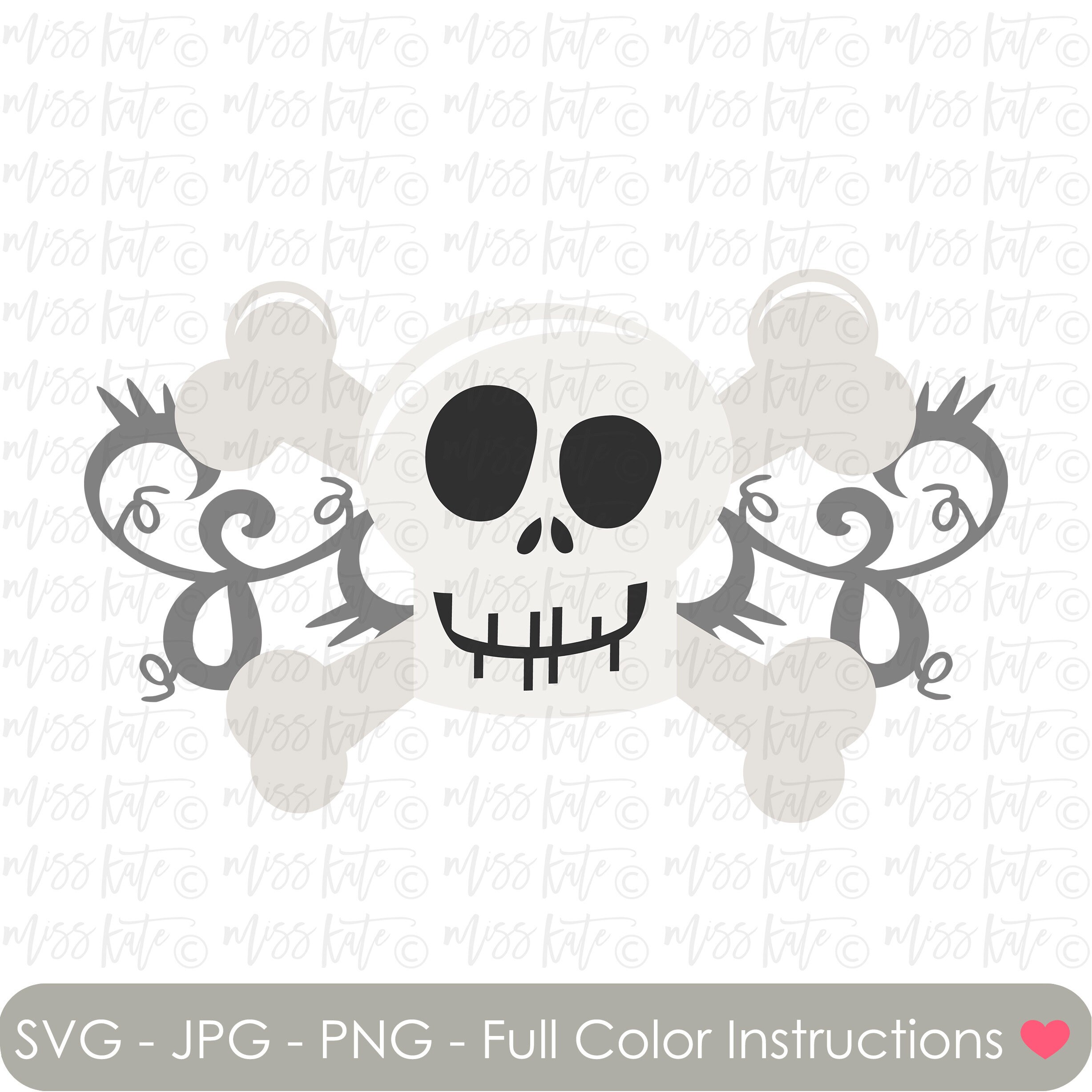 Skull and Crossbones - SVG PNG JPG Files *for Very Spooky Scary ...
