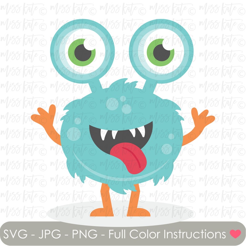 Big Eyed Monster - SVG PNG JPG Files *for Spooky Scary Eyes Fuzzy Teeth ...