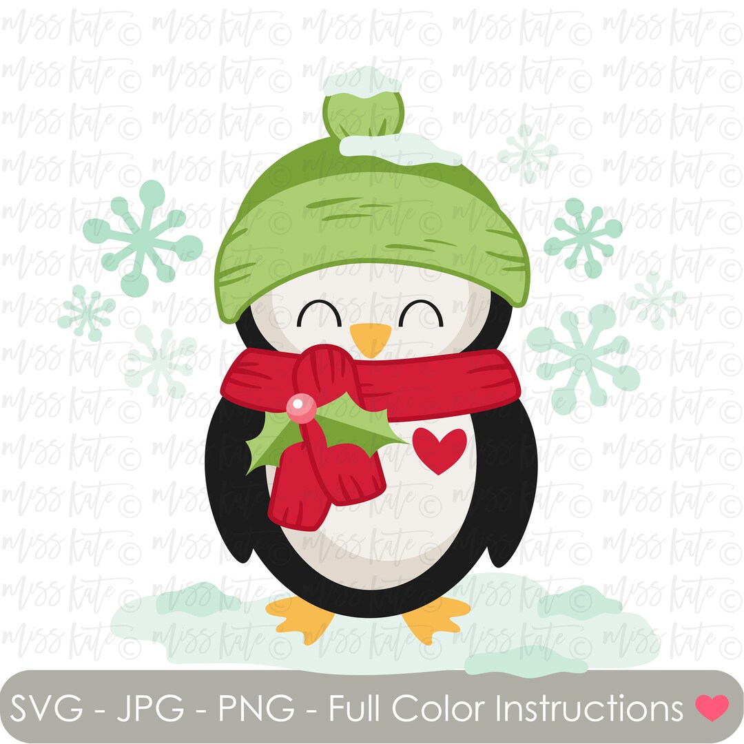 Christmas Penguin - SVG PNG JPG Files for Christmas Eve Happy Holidays ...