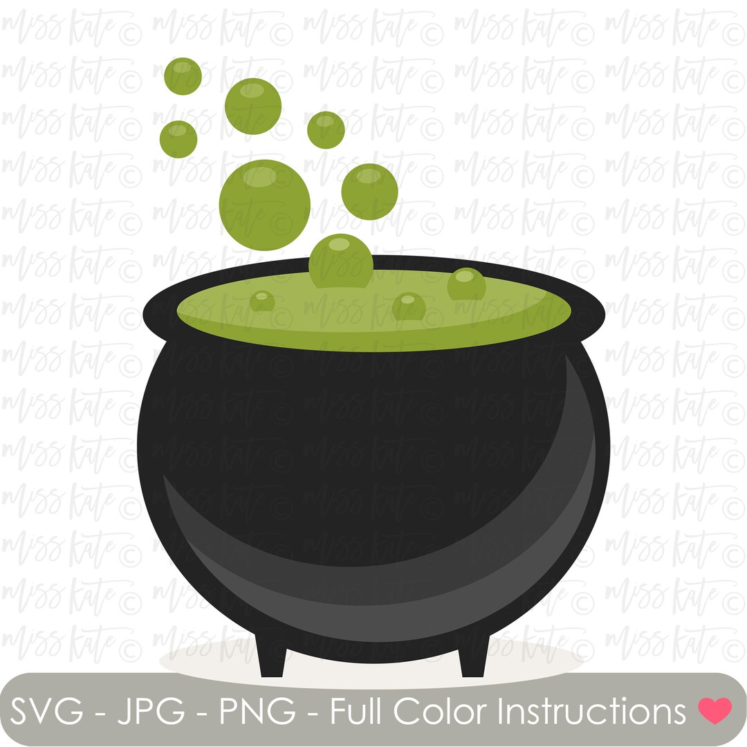 Cauldron - SVG PNG JPG Files for Spooky Scary Candy Pumpkin Witch Green ...