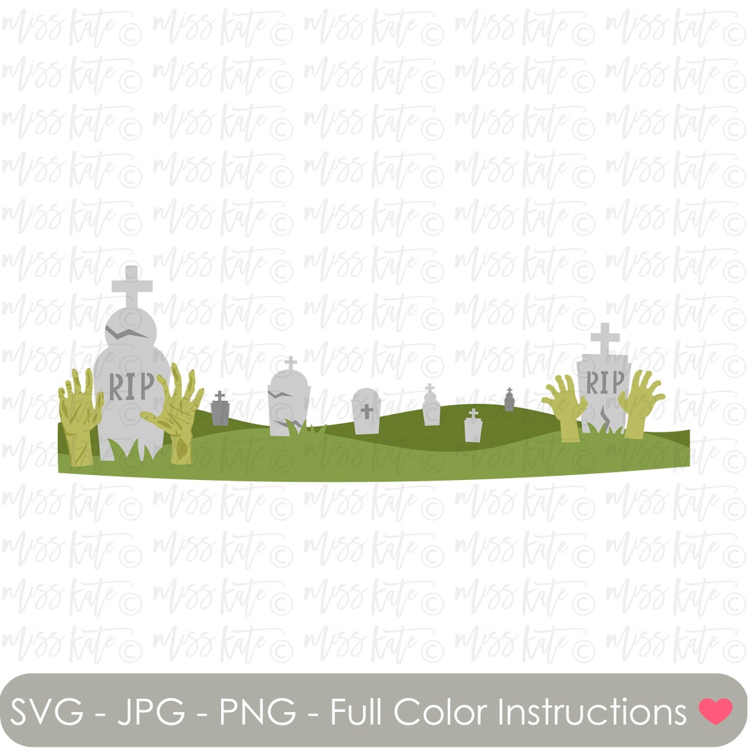 Cemetery Border - SVG PNG JPG Files for Spooky Scary Gravestone R.I.P ...