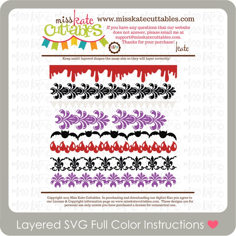 Vampire Borders - SVG PNG JPG Files *for Very Spooky Scary Vampire Bat ...