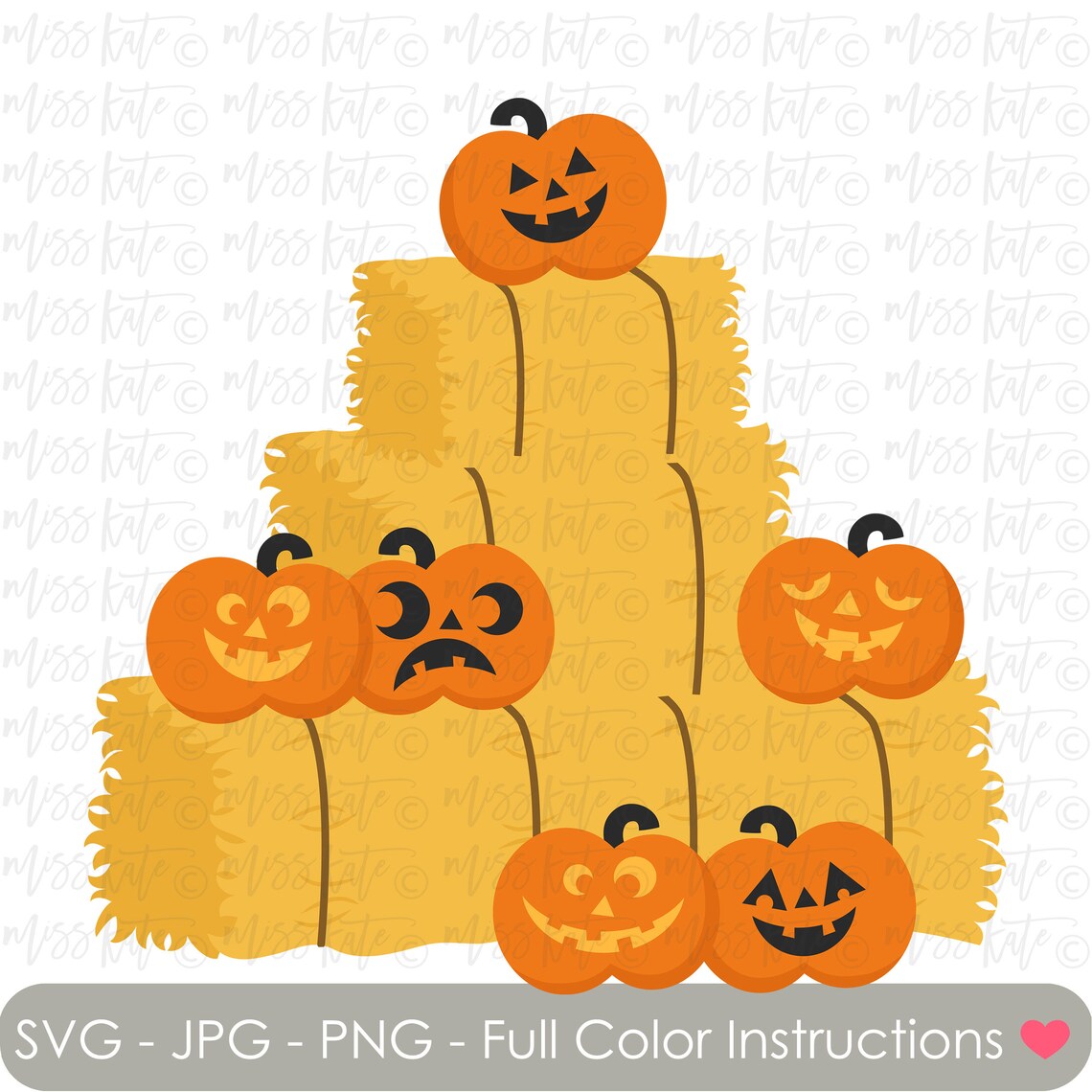 Jack O' Lanterns on Hay Bales - SVG PNG JPG Files *for Spooky Scary Boo ...
