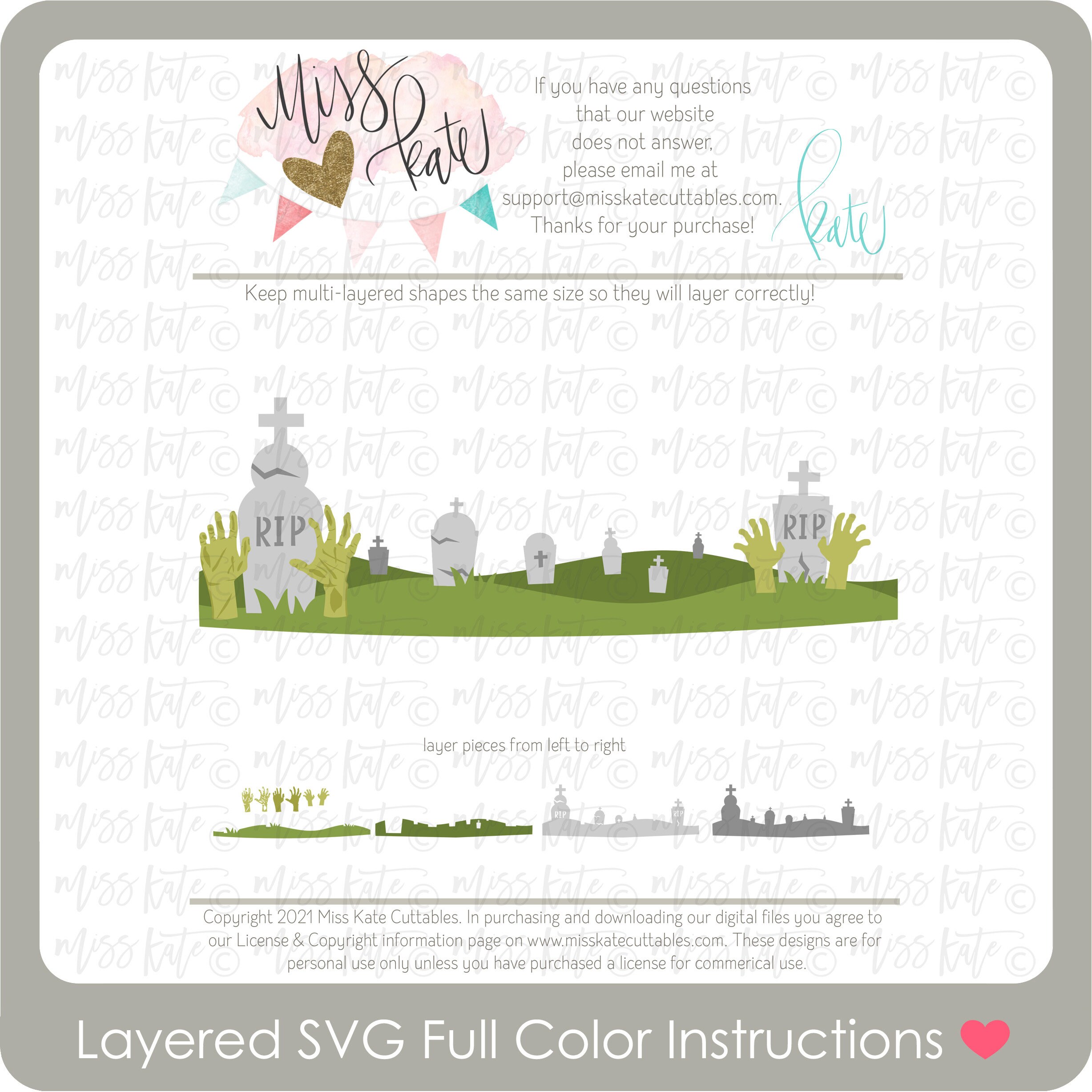 Cemetery Border - SVG PNG JPG Files for Spooky Scary Gravestone R.I.P ...