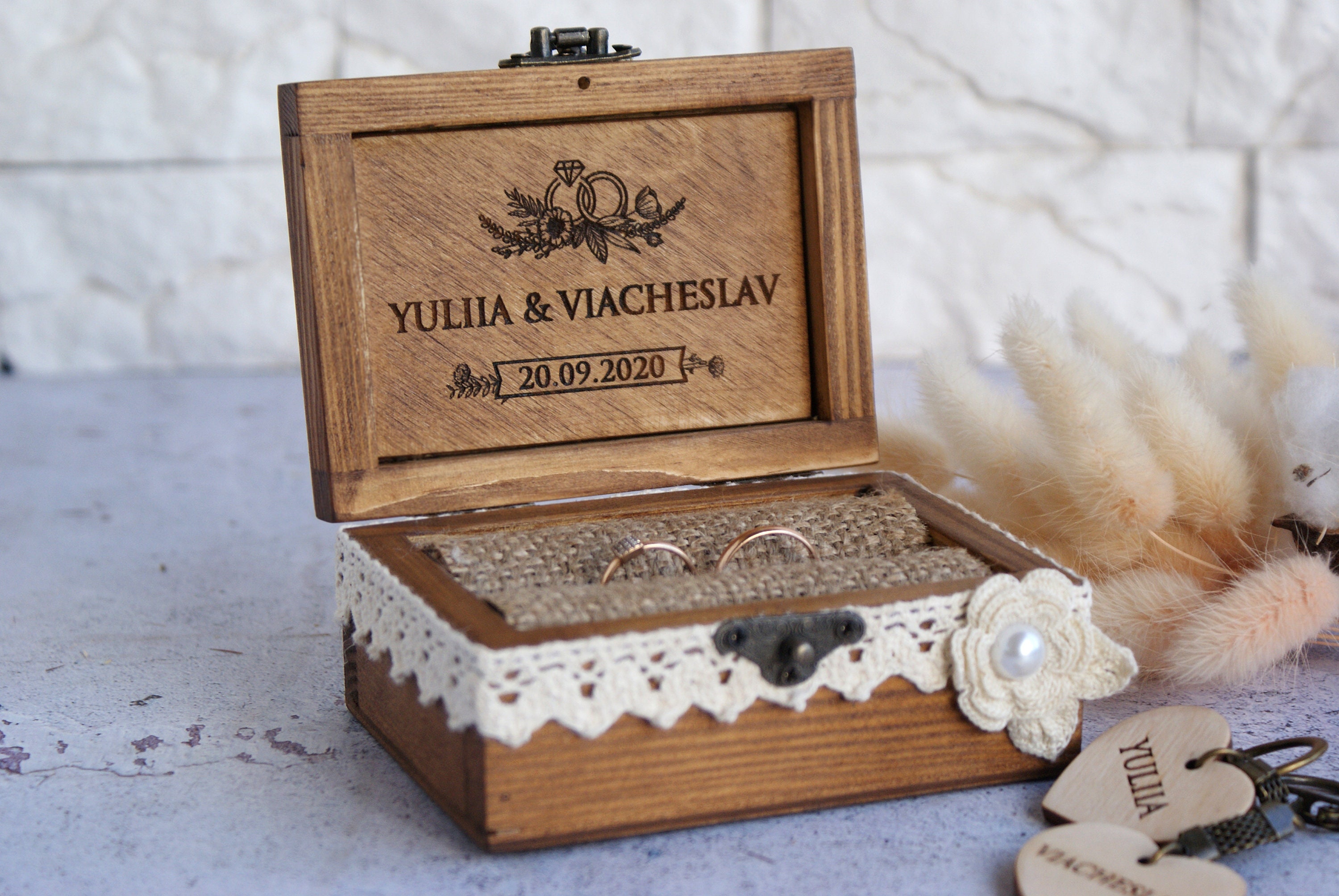 Custom Wedding Ring Box wild Flowers Box for - Etsy