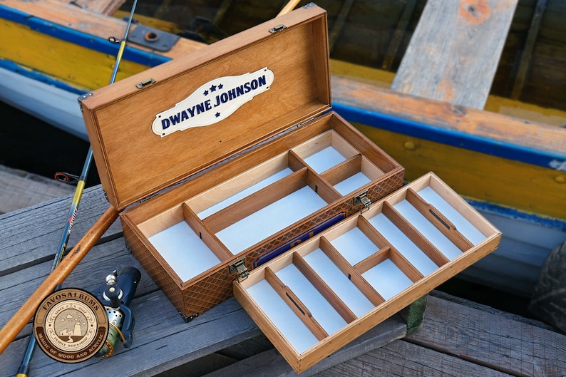 Custom Tackle Box "rock", Wooden Box for Lure and Bait Storage, Luxury ...