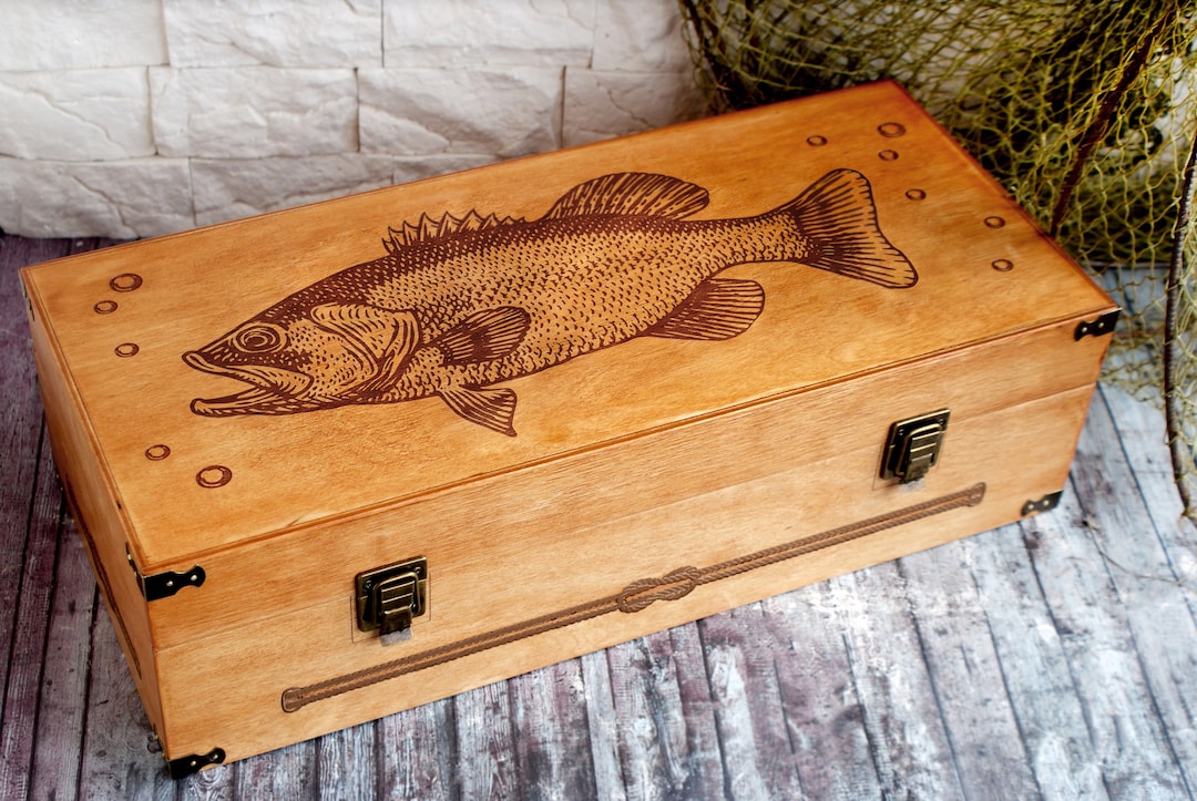 Personalized 100% Handmade Wooden Fishing Tackle Box Largemouth Bass ...