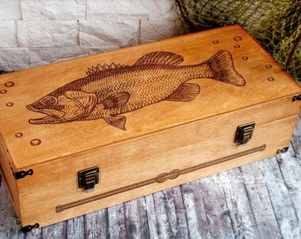 Handmade Wooden Fishing Tackle Box - Etsy