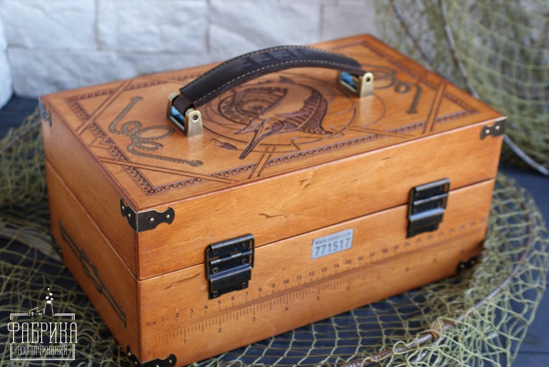 Custom Wooden Tackle Box marlin Fish Family - Etsy