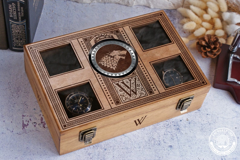 Wolf Design, Custom Watch Box Werewolf, Handmade Wooden 6 Watch ...
