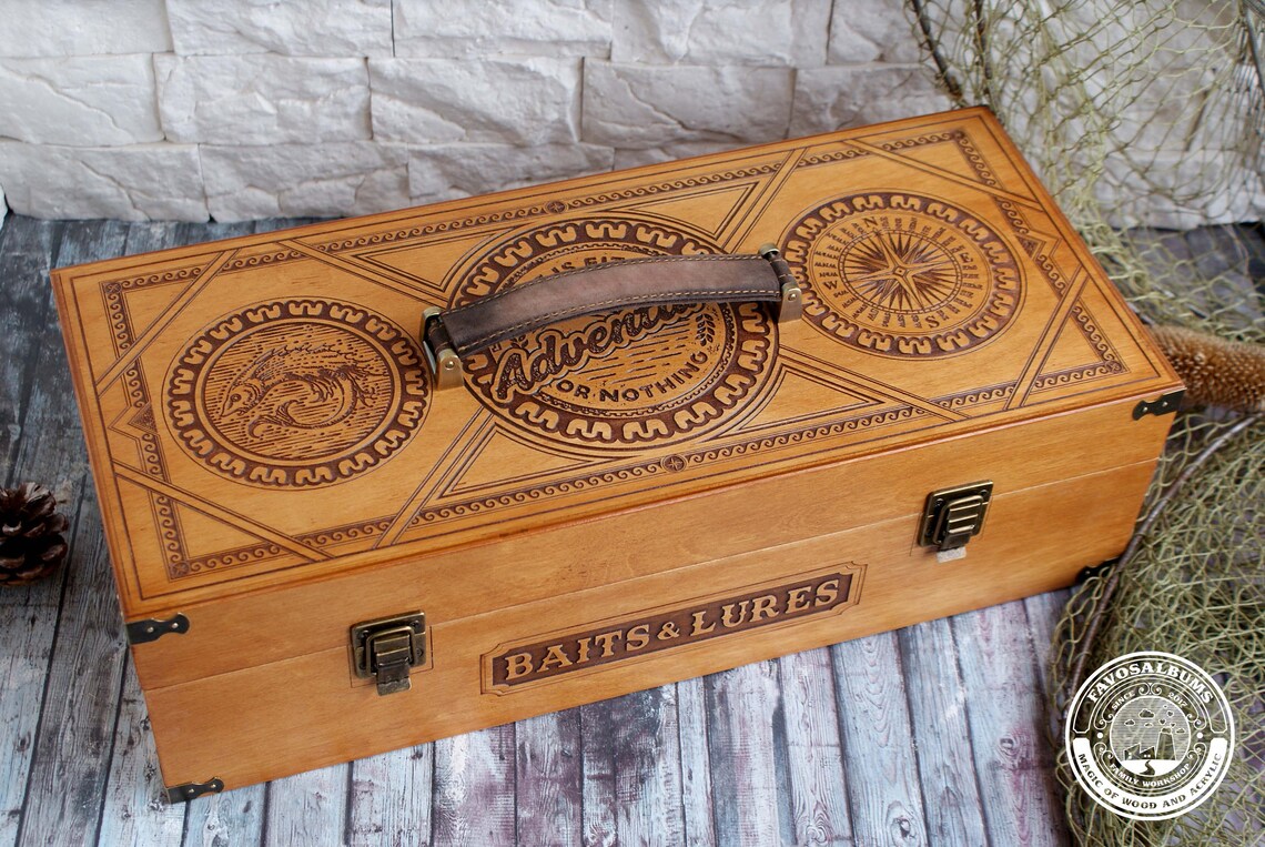 Customized 100% Handmade Fishing Wooden Tackle Box baits - Etsy