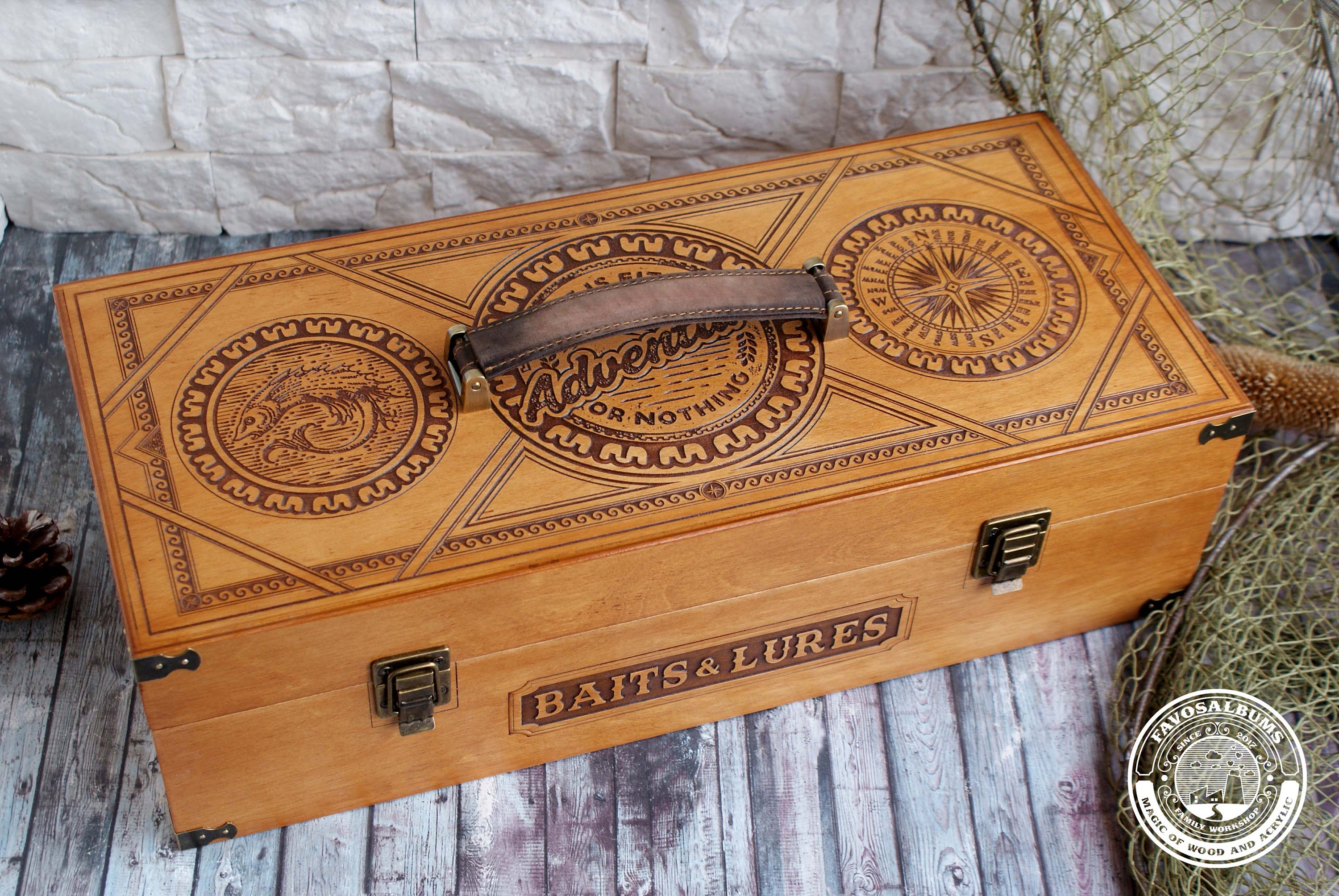 Customized 100% Handmade Fishing Wooden Tackle Box baits - Etsy