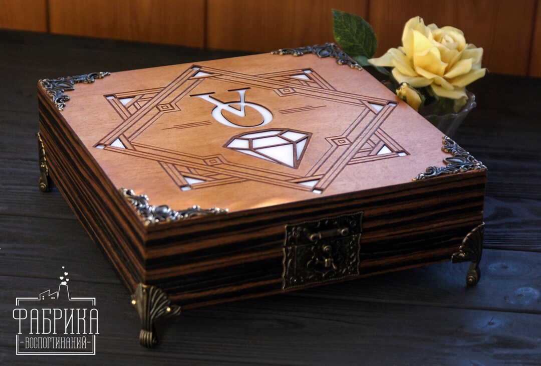 Personalized Engraved Jewellery Box Made of Wood and Acrylic "art Deco ...