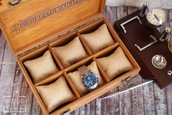 Personalized Wood Watch Box king Lion 2 Vintage - Etsy