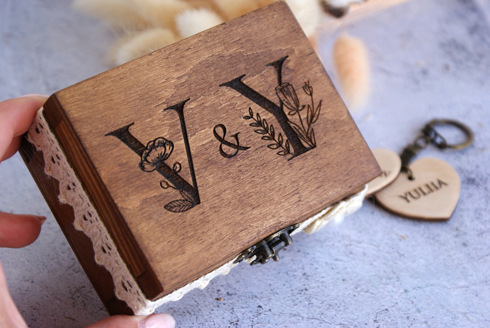 Custom Wedding Ring Box wild Flowers Box for - Etsy