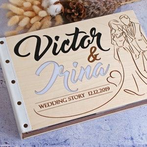 Personalized Wedding Book "wedding Story" Handmade Wooden Guest Book ...