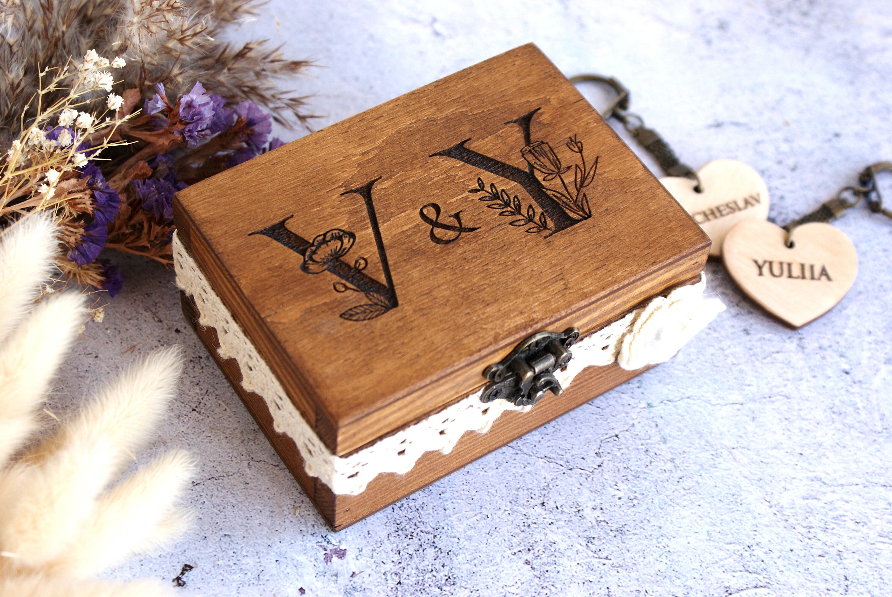 Custom Wedding Ring Box wild Flowers Box for - Etsy