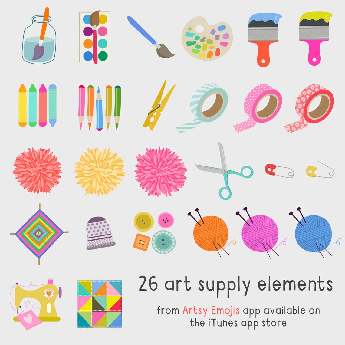 Art Supplies Clipart - Painting Clipart, Sewing Clipart, Crafting ...