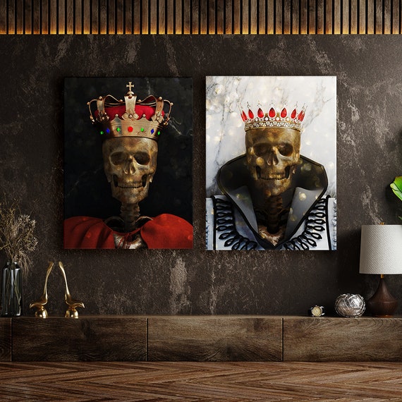 Skeleton King & Queen Royal Crown Gold Couple Medieval Duo - Etsy